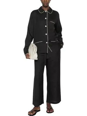 TOTEME Silk Piped Trousers - Black