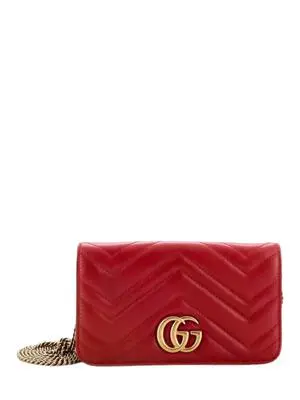 Gucci Matelassé Leather Mini Crossbody Bag - Red