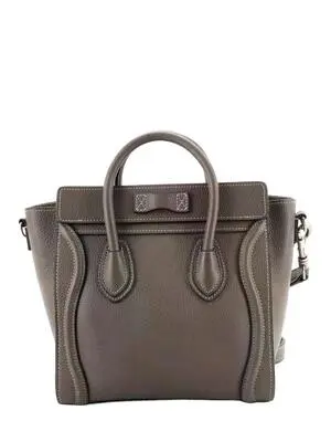 Celine Celine Luggage Nano Crossbody Bag In Grainy Leather Grey