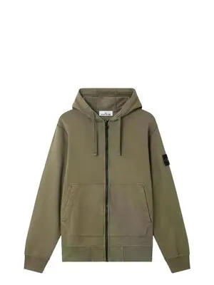 Stone Island Stone Island Logo Patch Zip-Up Hoodie Green