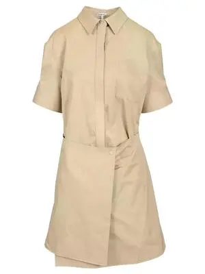 Loewe Check-trim Wrap Mini Dress - Neutrals