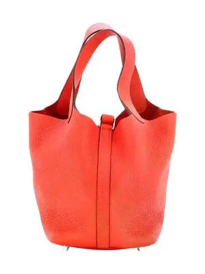 Hermès Picotin Lock Bag Clemence Pm Bucket Bag - Red