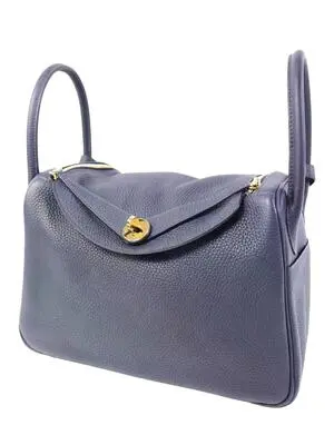 Hermès 30 Lindy Leather Tote Bag - Blue