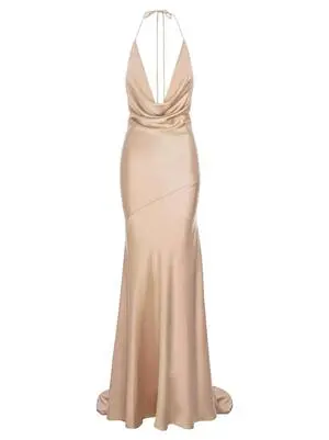 ROSERRY Ibiza Cowl-neck Halterneck Maxi Dress - Neutrals