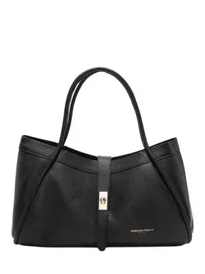 ADRIANNA FERETTI Pebbled Leather Tote Bag - Black