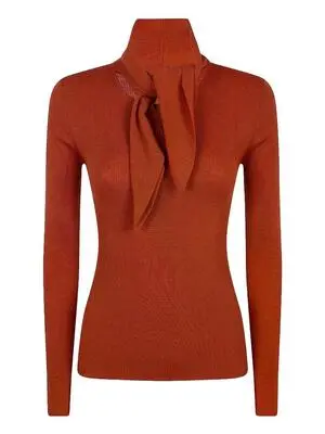 P.A.R.O.S.H P.A.R.O.S.H. Ribbed-Knit Sweater With Pussy-Bow Collar