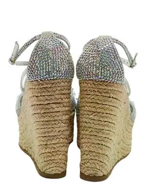 LE SILLA Crystal-embellished Espadrille Wedge Sandals - Silver