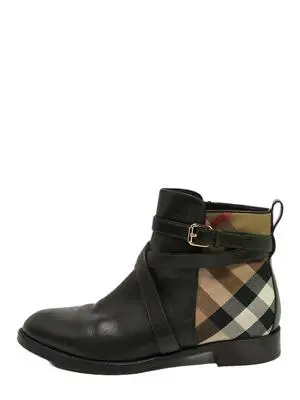 Burberry Check-detail Ankle Boots - Black