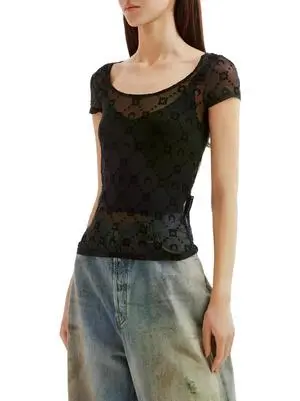 MARINE SERRE Moon Diamant Mesh T-shirt - Black