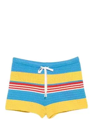 Posse Tammy Striped Crochet Shorts - Blue