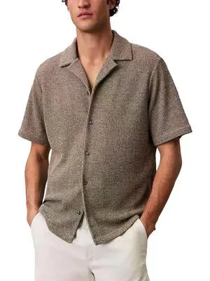 Calvin Klein Waffle-knit Short-sleeve Shirt - Neutrals