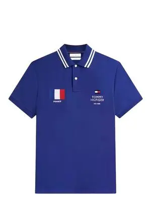 Tommy Hilfiger Logo-embroidered Striped-trim Polo Shirt - Blue