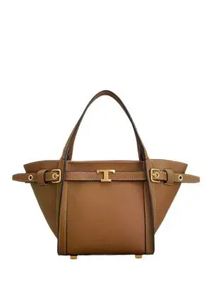 TOD'S Timeless Buckled Leather Shoulder Bag - Neutrals
