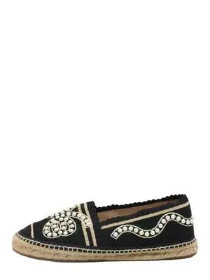 Fendi Pearl Embellished Espadrilles - Black