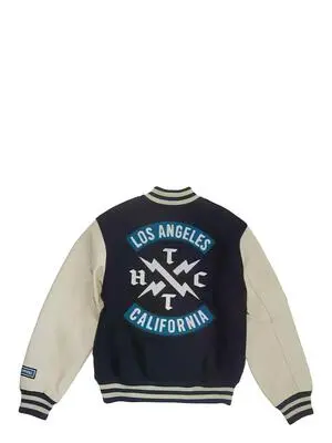 HTC LOS ANGELES Embroidered-patch Varsity Jacket - Blue
