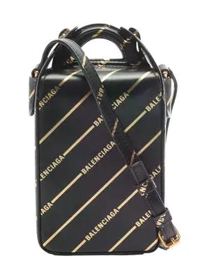 Balenciaga Leather Logo Box Satchel - Black