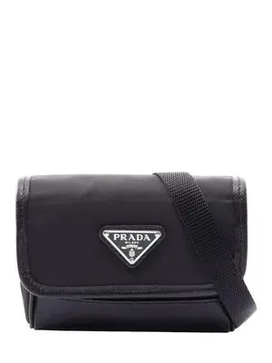 Prada Saffiano Trimmed Tessuto Messenger Bag - Black