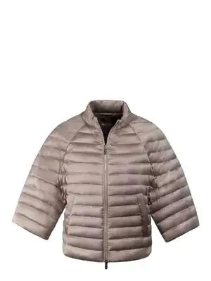 MOORER Quilted Jacket With Crater Neck - Brown