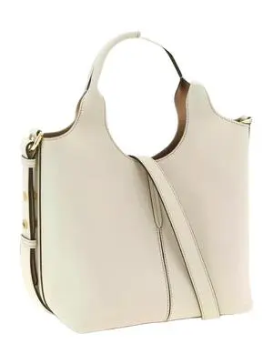 TOD'S Logo-plaque Leather Tote Bag - Neutrals