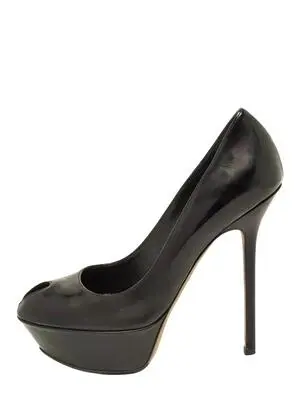 SERGIO ROSSI Patent Leather Peep-toe Stiletto Platform Pumps - Black