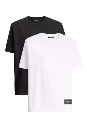 Balmain Logo-patch T-shirts - Black