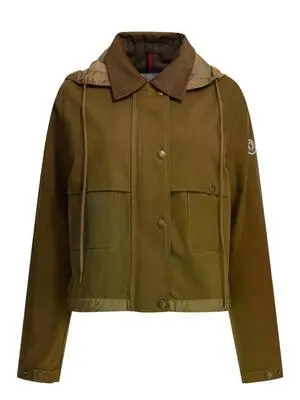 Moncler Corduroy-collar Hooded Jacket - Brown