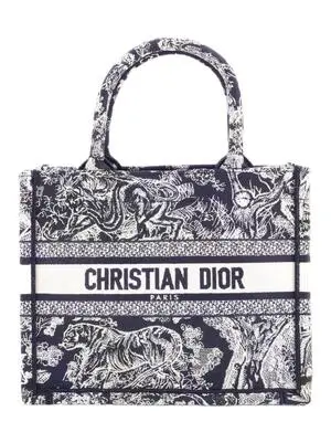 Dior Embroidered Canvas Small Tote Bag - Blue