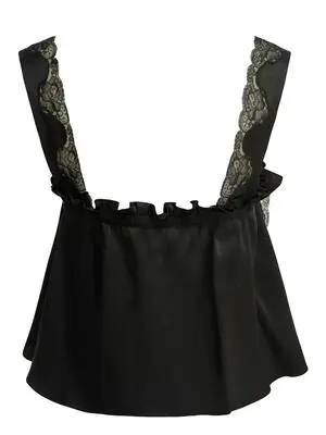 Chloé Lace-trimmed Ruffled Silk Top - Black