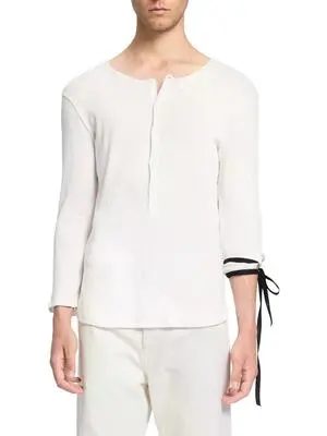 ANN DEMEULEMEESTER Ilyas Serafino Rib-jersey T-shirt - Neutrals