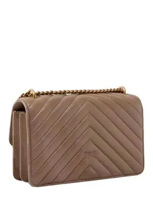 Pinko Chevron-quilted Love Birds Shoulder Bag - Neutrals