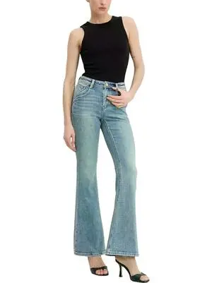 Miss Sixty Bella Contrast-stitched Mid-rise Flared Jeans - Blue