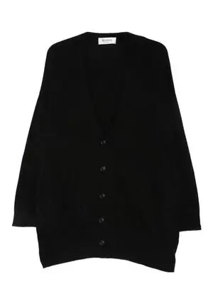 BLUGIRL V-neck Cardigan With Rhinestone Logo - Black