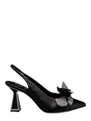 KAT MACONIE Crystal Embellished Slingback Pumps - Black