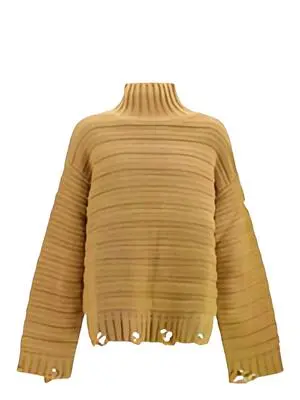 MAISON MARGIELA Distressed Ribbed-knit Sweater - Yellow