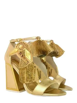KAT MACONIE Kat Maconie Aya Embellished Bird-Motif Sandals Pink