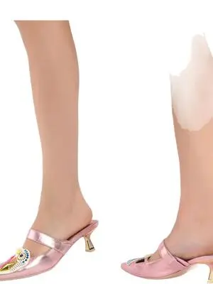 KAT MACONIE Embellished Metallic Mules - Pink