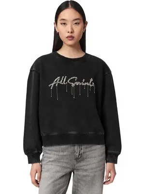 ALLSAINTS Chains Pippa Embellished Sweatshirt - Black