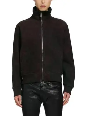 GIORGIO BRATO Shearling-collar Zip-up Suede Jacket - Brown