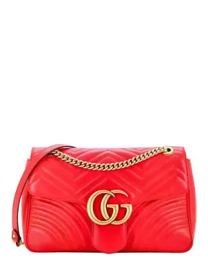 Gucci Gg Marmont Matelassé Leather Shoulder Bag - Red