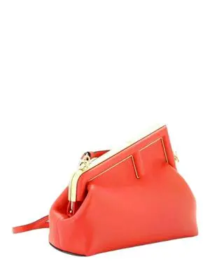 Fendi First Bag Leather Small Clutch Bag - Red