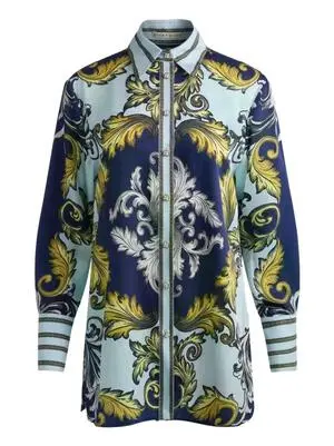 Alice + Olivia Baroque Print Button-up Shirt - Blue