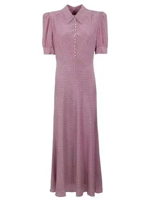 Alessandra Rich Polka Dot Midi Dress - Pink