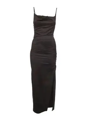 Maje Cowl Neck Draped Midi Dress - Black