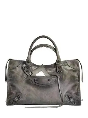 Balenciaga Medium Le City Waxed Suede Tote Bag - Grey