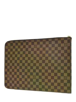 LOUIS VUITTON 2002 Poche Documents Damier Ebene Business Bag - Brown