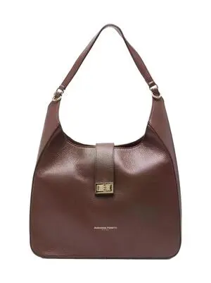 ADRIANNA FERETTI Grainy Leather Tote Bag - Brown