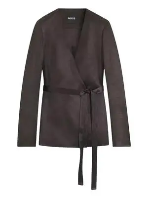 BOSS Belted Wrap Jacket - Brown