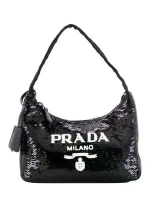 Prada Prada Re-Edition 2000 Sequined Mini Hobo Bag Black