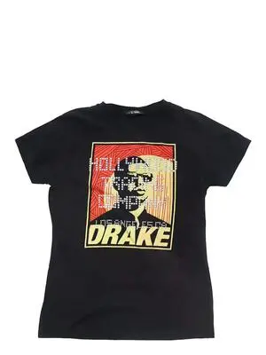 HTC LOS ANGELES Drake Lux Studded Graphic-print T-shirt - Black