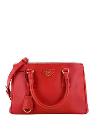 Prada Double Zip Lux Saffiano Leather Small Tote Bag - Red